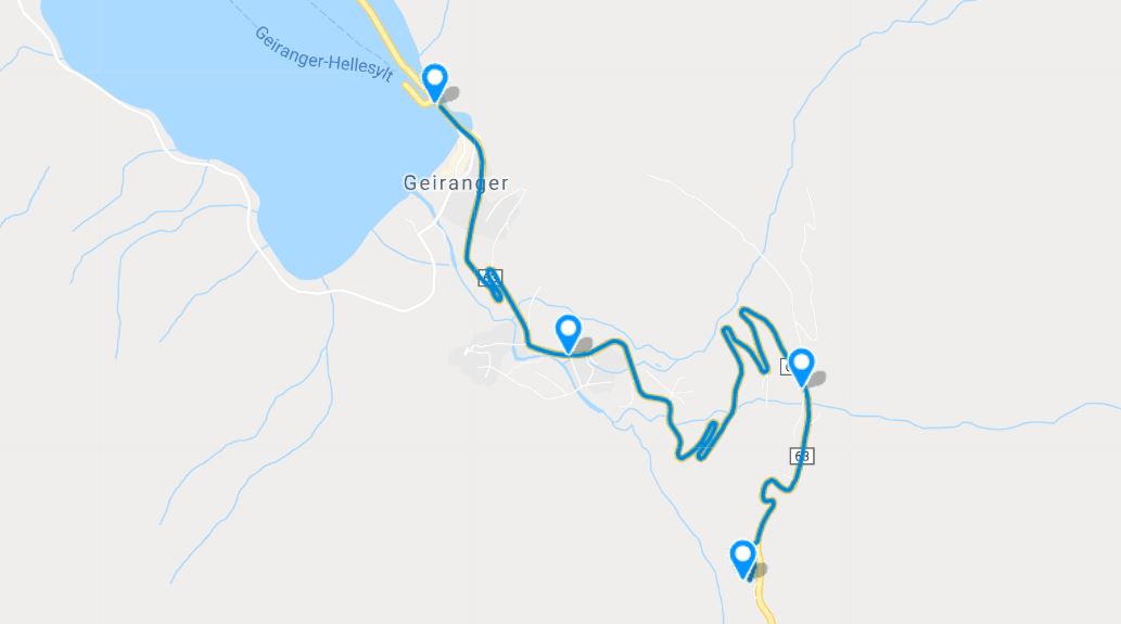 Geiranger GPS map: Hop on hop off bus | Find the bus