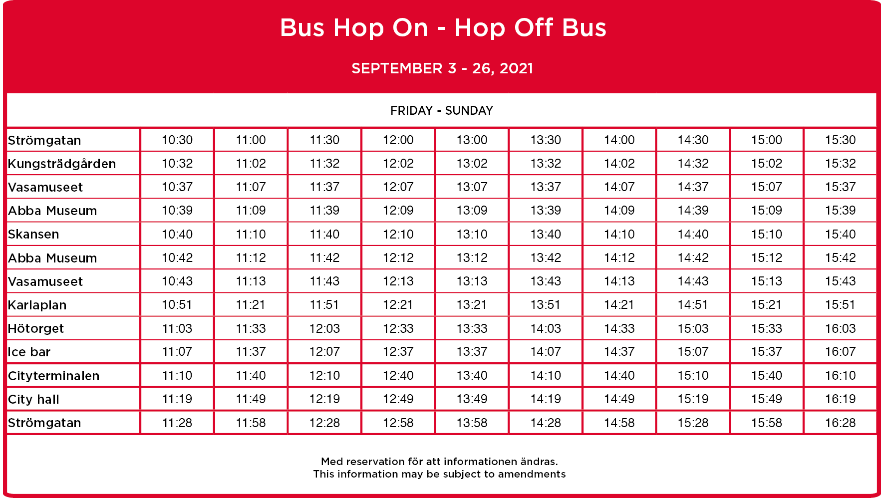 Hop On – Hop Off bus sightseeing Stockholm, Sweden